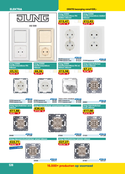 Jung AS500 wandcontactdoos RA inbouw kopen? Bekijk hier!
