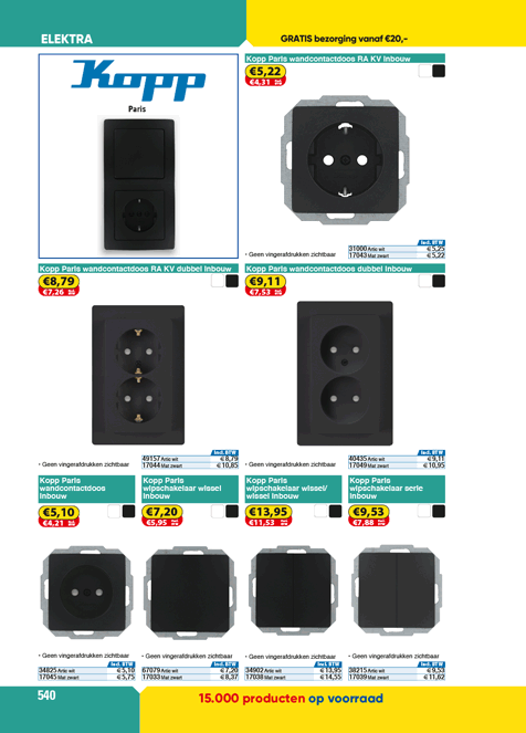 Kopp Paris wandcontactdoos RA KV inbouw Mat zwart product.blade.meta ...
